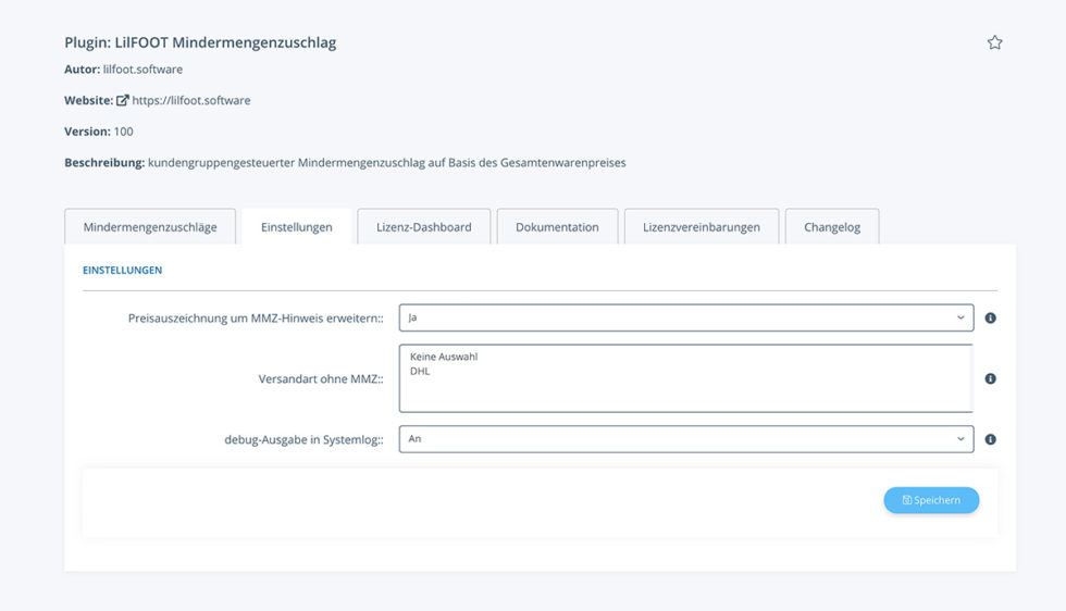 Konfiguration des Mindermengenzuschlag-Plugins | lilfoot.software